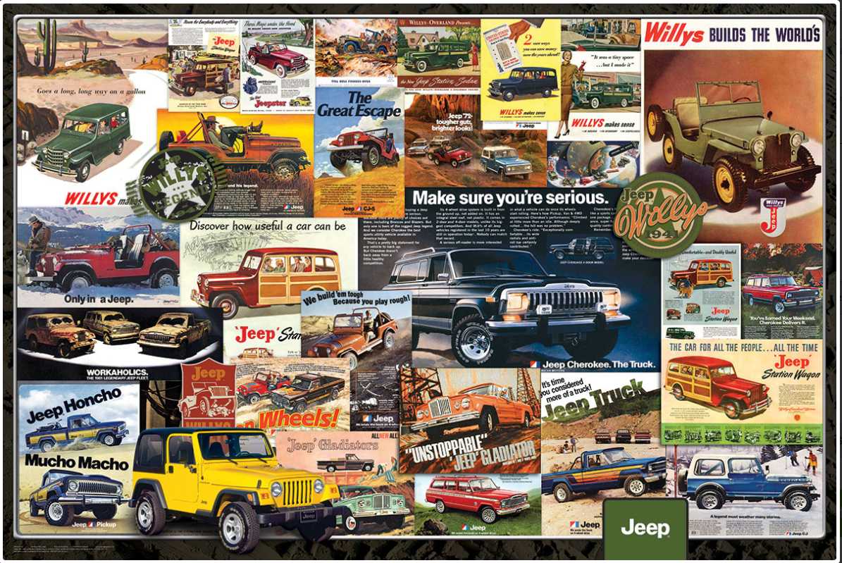 Jeep® Poster - Vintage Ads 36x24 | 7 Slot Collectibles