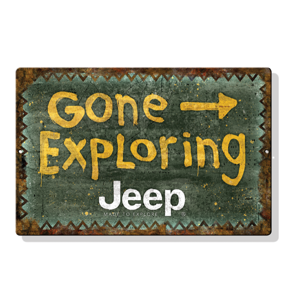 Jeep® Gone Exploring Recycled Aluminum Sign | 7 Slot Collectibles